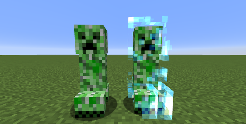File:Charged creeper next to a normal creeper.png – Official Minecraft Wiki