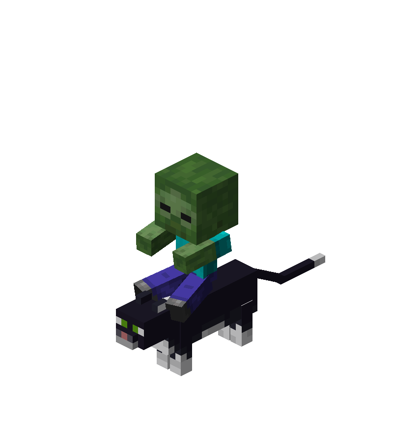 File:Baby Zombie Riding Tuxedo Cat.png - Minecraft Wiki，最详细的官方我的世界百科